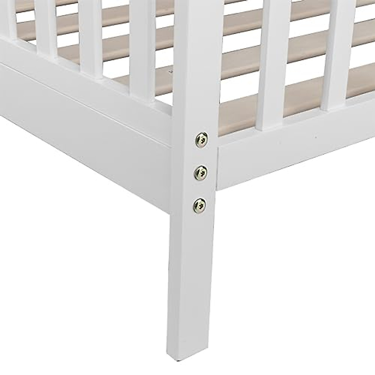 Single Layer Vertical Board with guardrail Pine Wood Bed (White)