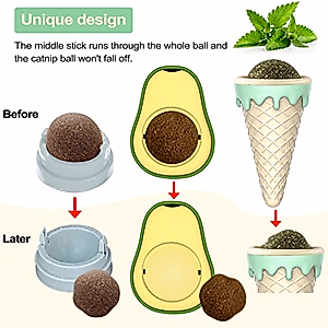 HYH Catnip Balls for Cats Wall, Self-Adhesive Magic Catnip Rollerball Wall Mounted Catnip Balls, Healthy Edible Cat Mint Chew Toy for Cleaning Teeth/Playing/Relieve Anxiety/Removal Hairball