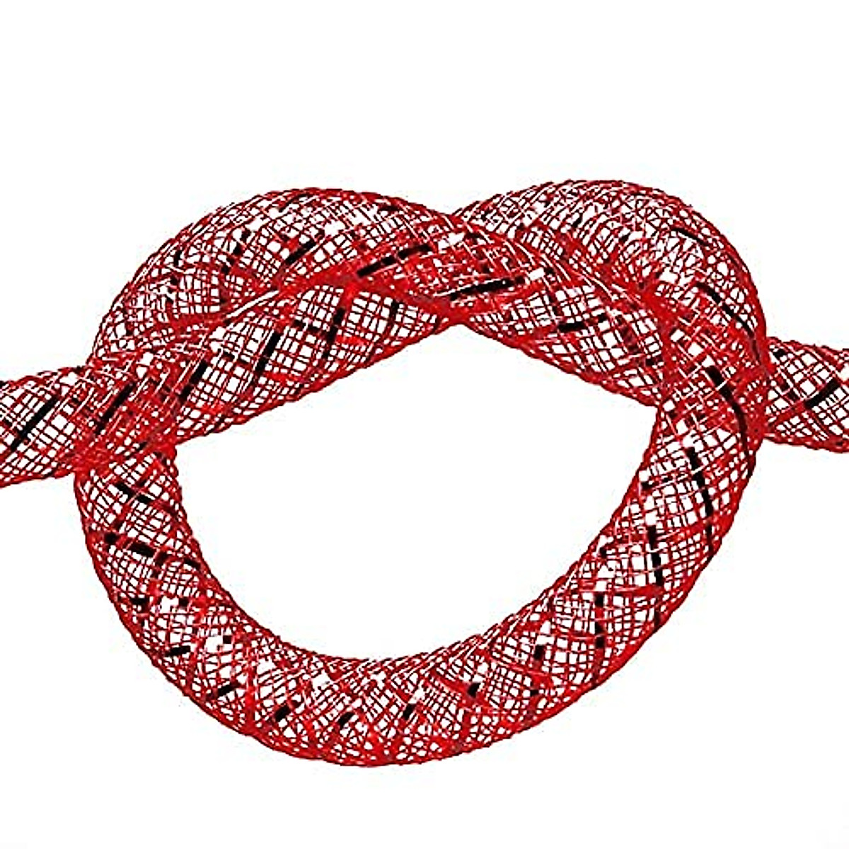 Red Iridescent Deco Mesh Tubing - 8mm x 15 Yards, Wreath, DIY, Arts & Crafts, Wedding, 4th of July, Bouquet, Bows, Fall, Christmas, Valentine's Day, President's Day, Memorial Day