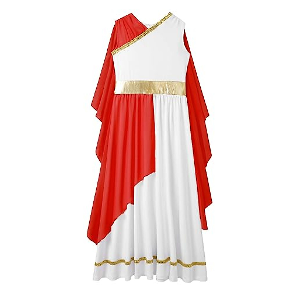 iiniim Kids Girls Ancient Greece Mythos God Costume Halloween Greek Roman Flowy Toga Dress Up Red 16 Years