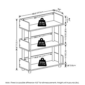 Furinno Turn-N-Tube 3-Tier Freestanding Multipurposes Display Rack, Bookshelf, White/White
