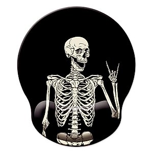 Mouse Pad with Wrist Support, Ergonomic Mouse Pad with Memory Foam Wrist Rest Cushion, Non-Slip Rubber Base Gaming Mice Pad for Home Office Computer Laptop, Human Skeleton