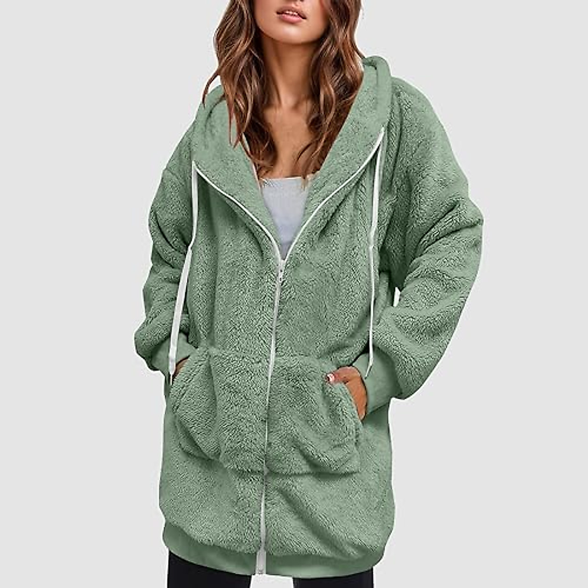 Fuzzy Cardigan Sherpa Lined Zip-up Womens Halloween Shirts Outwear Workout Tank Tops for Women shackets Womens Professional Clothing Feather Jacket Zip up Fleece Jacket Women Womens Sweaters Black