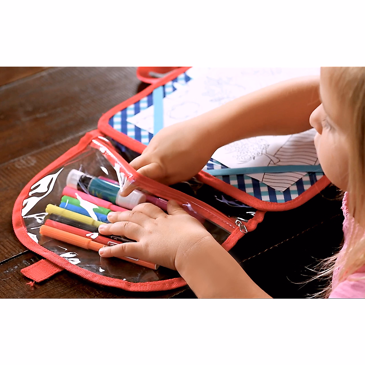 ezDesk Travel Activity Kit, Lap Desk with Cushion, Premium Activity Kit with Writing and Craft Supplies, 30-Piece Set, ‎12" x 19", Multicolor