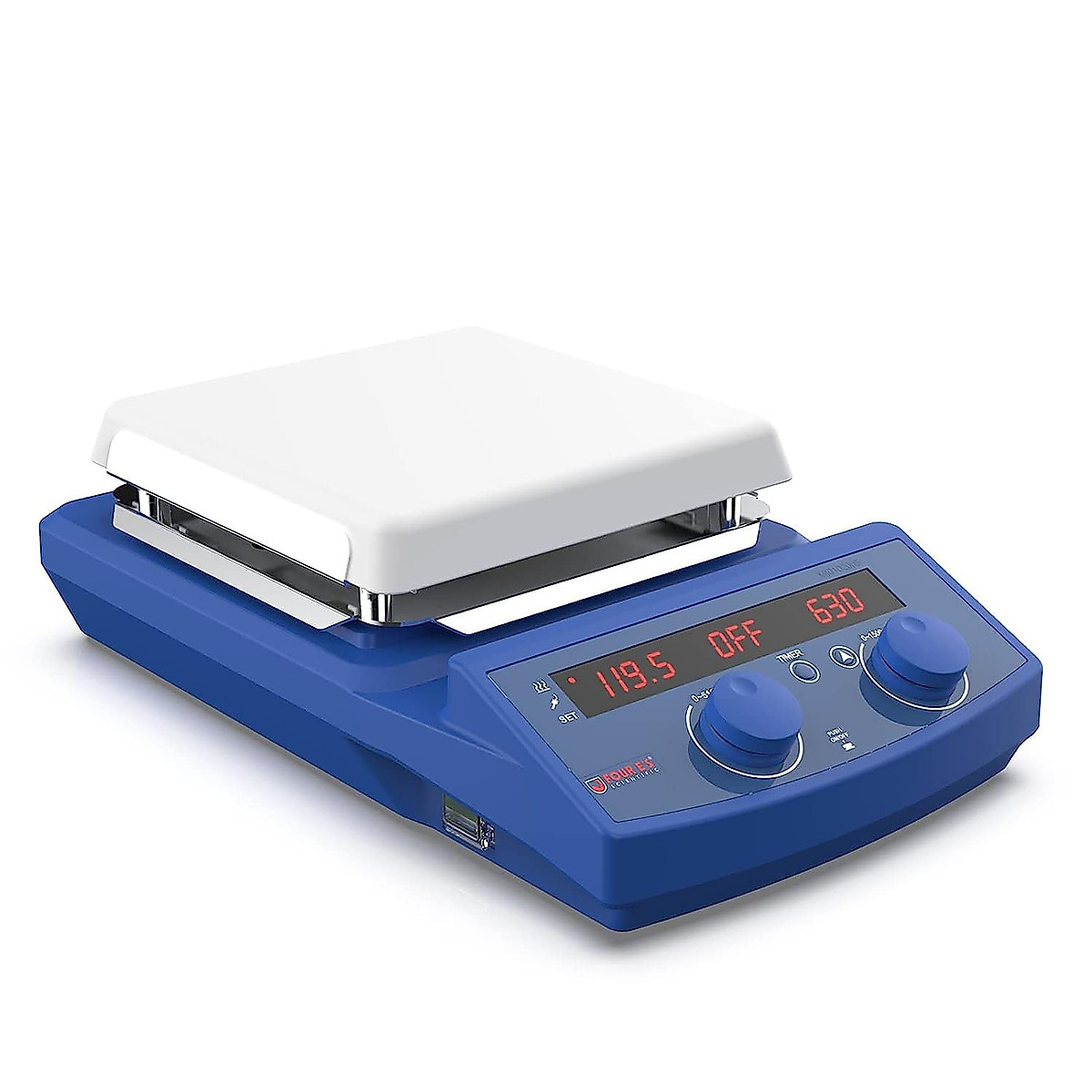 Magnetic Stirrer with Hotplate, 7 Inch Ceramic Hotplate, Speed and Temperature Adjusting, with Timer and Display, max 20L Stirring Capacity, 50 to 1500rpm, up to 510°C(950°F)