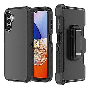 TASHHAR Phone Case for Samsung Galaxy A14 5G case,Heavy Duty Hard Shockproof Armor Protector Case Cover with Belt Clip Holster for Samsung A14 5G 2023 Phone Case (Black)