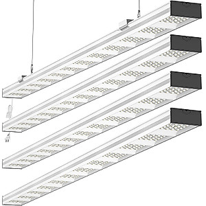 TychoLite 4FT LED Shop Light, 50W, 6000LM, 5000K Daylight, Linkable 4 Foot LED Light Fixture for Garage, 48 Inch Linear LED Light for Workshop, Utility Shop Lights, Suspended & Flush Mount, 4 Pack