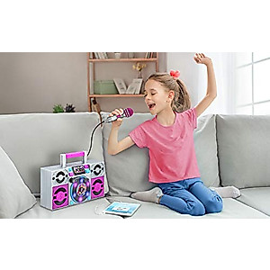 LOL Surprise OMG Remix Karaoke Machine Sing Along Boombox with Real Karaoke Microphone for Kids, Built in Music, Flashing Lights, Record, Turntable with Sound Effects, Connect Device