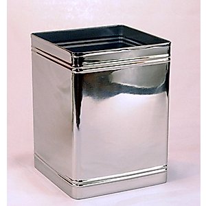 3SCompany Square Ribs Shiny Waste Basket with Liner Heavy Gauge Stainless Steel Polished 4 quarts
