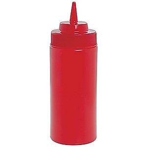 TableCraft Wide Mouth Squeeze Bottle Red, 16 oz, Plastic | 6/Pack