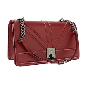 Pierre Cardin Burgundy Leather Small Structured Shoulder Bag for womens