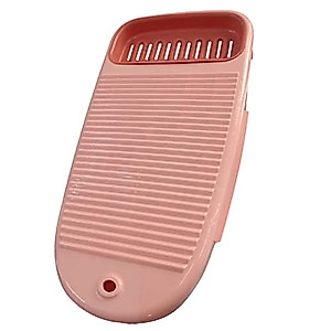 Angoily Laundry Washboard Plastic Laundry Washboard Portable Anti Skid Washing Board Old Fashioned Laundry Washer Manual Clothes Washing Tool for Home Travel Pink