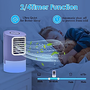 Personal Air Cooler, Portable Air Conditioner Fan, Small Space Evaporative Air Cooler with Timing, 3 Speeds Quiet Humidifier Misting Fan, Desktop Cooling Fan for Room, Home, Office, Dorm