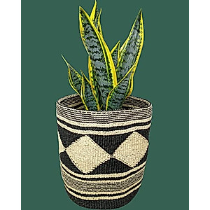 Basket planter, Round woven Basket 9&quot; x 9&quot; Ideal for Plant Pot cover, small storage, Rustic brown décor, woven basket for indoor plants