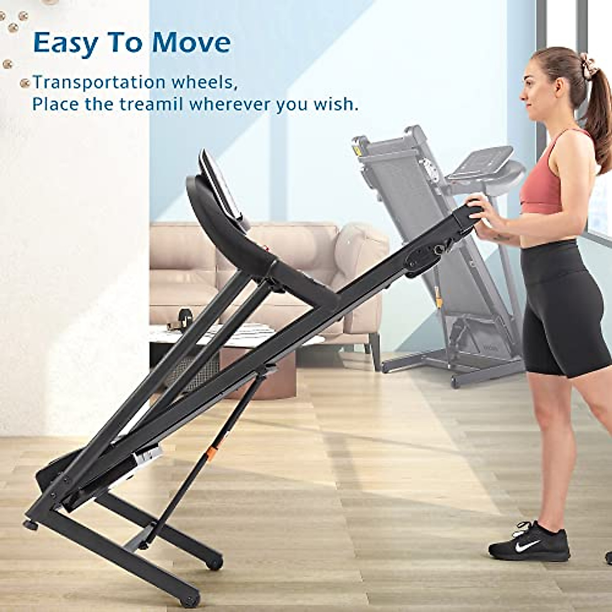 Merax Portable Treadmill for Home, 3.5HP Electric Motorized Running Machine with 10MPH Speed, Large Running Surface, 12 Programs, Speakers, Incline, LCD and Pulse Monitor for Running Walking (Black)