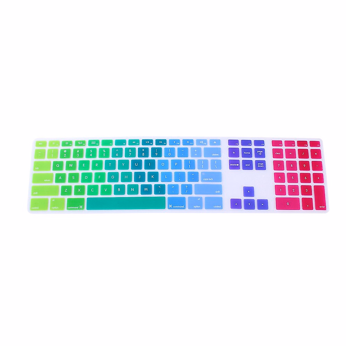 HRH Rainbow Silicone Keyboard Skin Cover for iMac Wired USB Full Size Keyboard with Numeric Keypad A1243(G6 MB110LL/B and MB110LL/A)