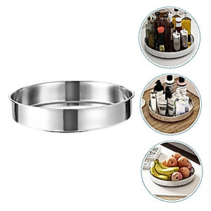 HAKIDZEL 1pc Box Carousel Seasoning Organizer Fridge Rotating Tray Pantry can Organizer Rotating Rack Cosmetic containers Rotatable Spice Tray Stainless Steel Turntable to Rotate Tableware