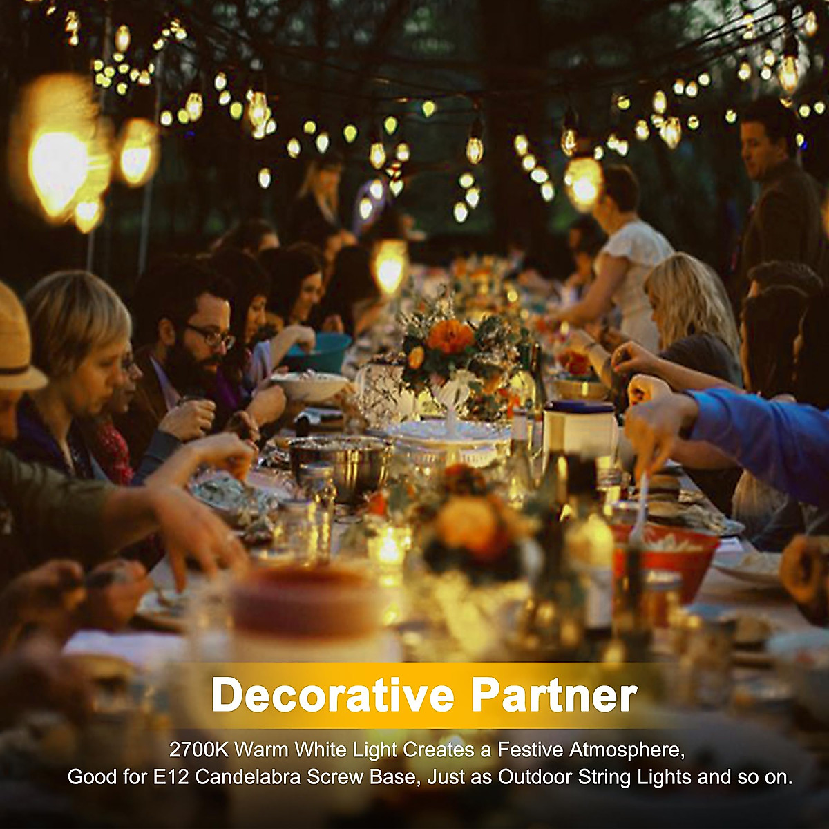 C7 LED Night Light Bulbs - E12 Candelabra Base Christmas Village Replacement Bulbs, 120V 0.6W Equivalent 7W Incandescent Bulb for Villages Houses Dept 56, Christmas Craft Village House Decor, 6 Pack