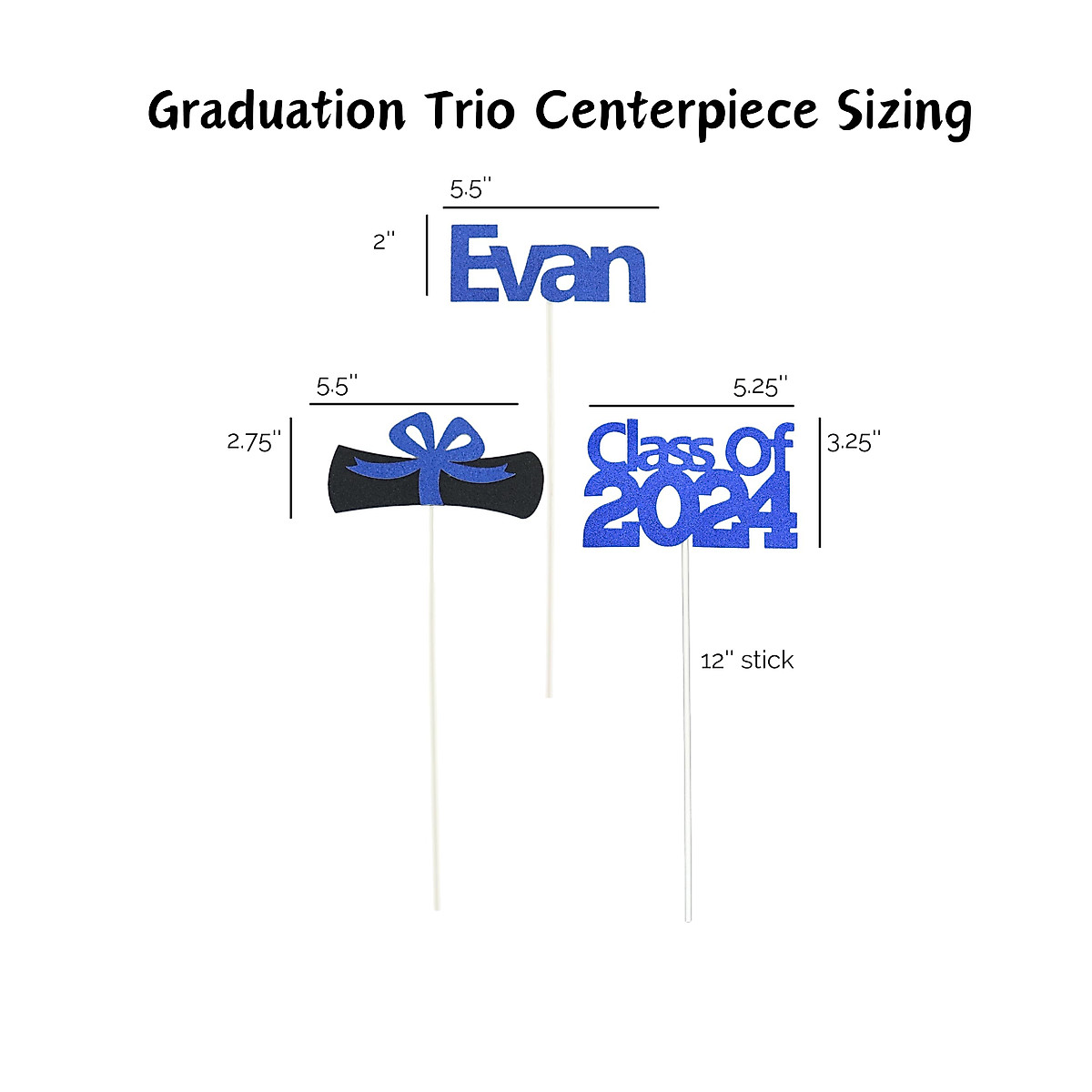 Graduation Table Centerpieces, Class of 2024 Table Centerpieces, Graduation Centerpieces, Graduation Decorations 2024, 3 in a Pack, by Zee Best Celebrations