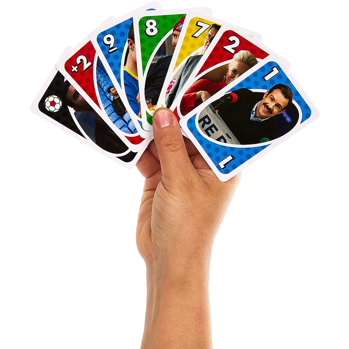 Mattel Games ​UNO Ted Lasso Card Game for Teens & Adults Inspired by The Popular Series for Game Night, Travel & Camping