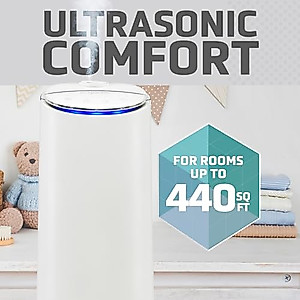 PureGuardian Ultrasonic Cool Mist Humidifier, 100 Hrs. Run Time, 1.5 Gallon Tank, 440 Sq. Ft. Coverage, Medium Rooms, Quiet, Filter Free, Essential Oil Tray, White, H3200WAR