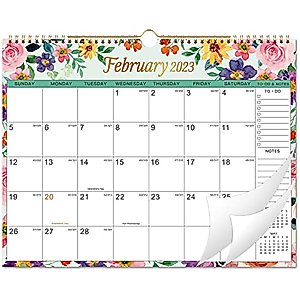 2023 Wall Calendar - Calendar 2023, 12 Monthly Wall Calendar 2023, January - December 2023, 14.8" x 11.57", Twin-Wire Binding + Hanging Hook + Thick Paper + Julian Dates - Floral