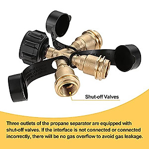 Lemfema Propone Splitter, Propane Tank 3 Y Splitter Adapter, 3 Way Propone Gas Splitter for Camping Stoves, BBQ Grills, RV Camper