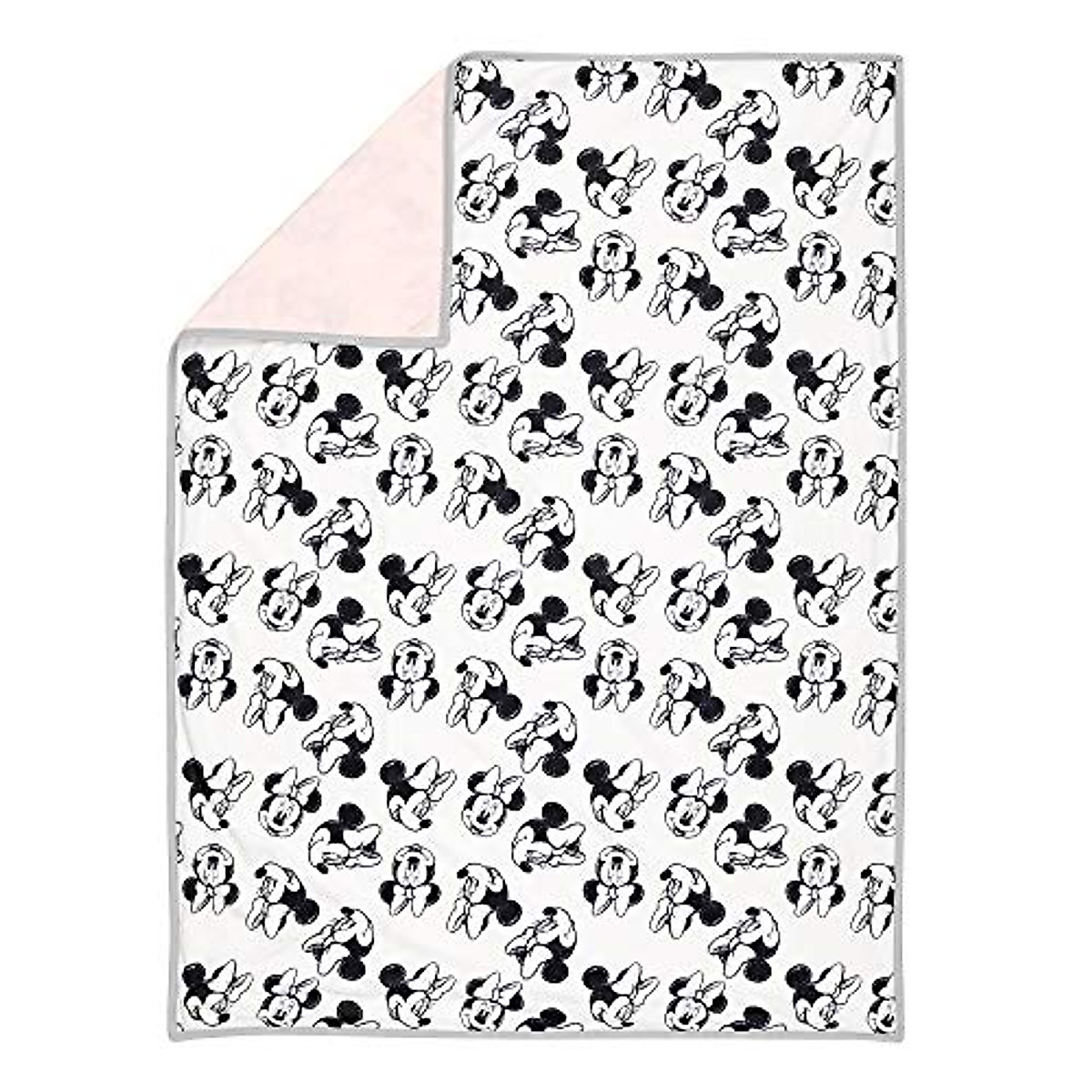 Lambs & Ivy Disney Baby Minnie Mouse Baby Blanket - White/Pink Minky/Jersey