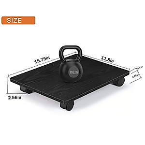 Computer Tower Stand, Set of 2 Pc Tower Stand, Floor Pc Stand for Under Desk, Wooden CPU Holder Stand Cart with Lockable Wheels, for Office, Home(Black)