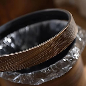 PIPONS Garbage Bin for Bathroom Retro Pressing Ring Plastic Trash Can Mimetic Wood Grain Garbage Bin for Kitchen Household Office Trash Can Wastebasket (Color : 10l/2.5gal)