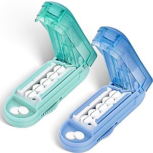 DUBSTAR Small Pill Case, Daily Pill Organizer Travel, Cute Pill Box Portable Pill Container for Purse Pocket, Compact Medicine Holder for Medication, Fish Oils, Vitamins, Supplements (White)