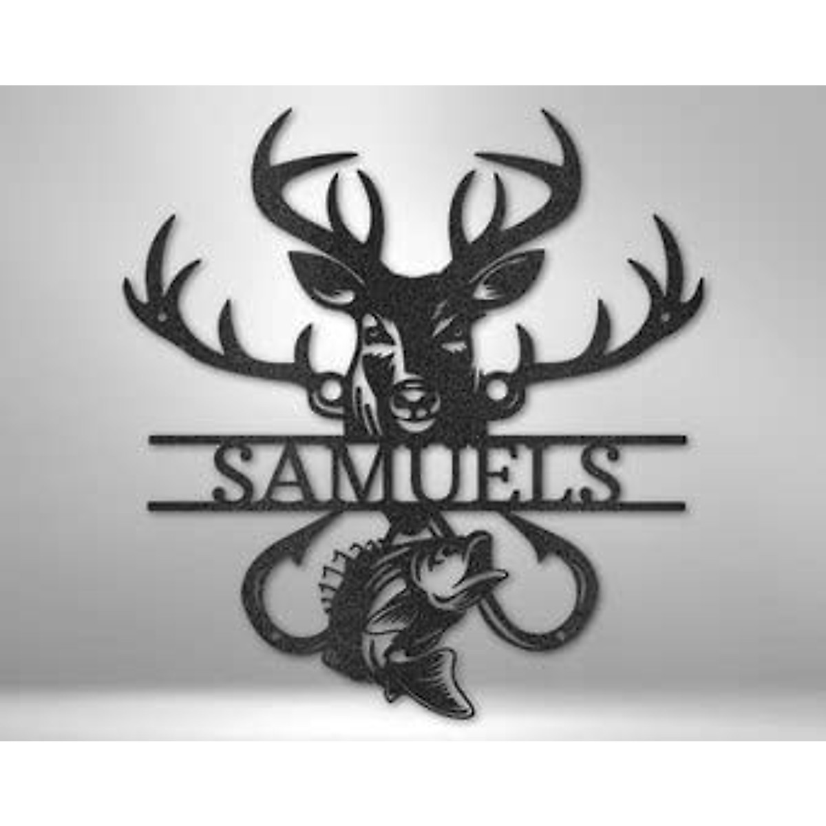 by Unbranded Personalized Deer, Bass, Outdoorsman Scene Metal Sign, Family Name Sign, Housewarming Gift, Personalized Metal Wall Art, 18 inch