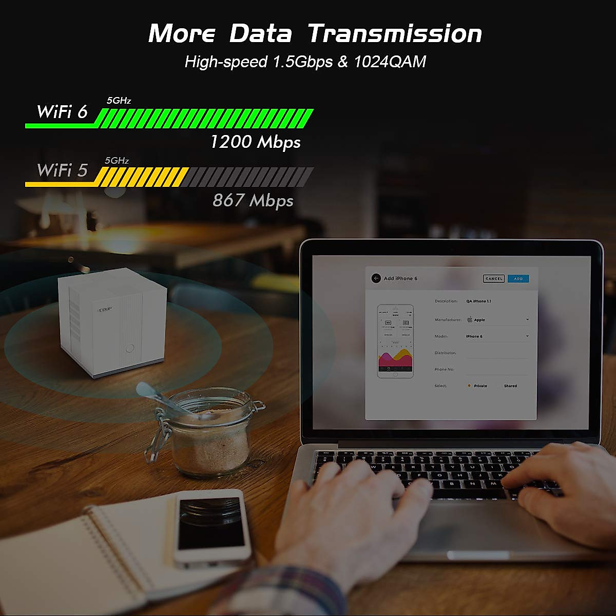 AX1500 WiFi 6 Router AX for Whole Home, Dual Band Wireless Mesh Router with 2 Gigabit Ethernet Ports 802.11ax, OFDMA, MU-MIMO, WDS, Adaptive Qos & Parent Control