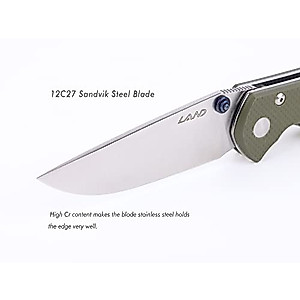 LAND Knives 910 911 912 913 Pocket Folding Knife 12C27 Sandvik Blade Portable Survival Fishing EDC Tool (911)