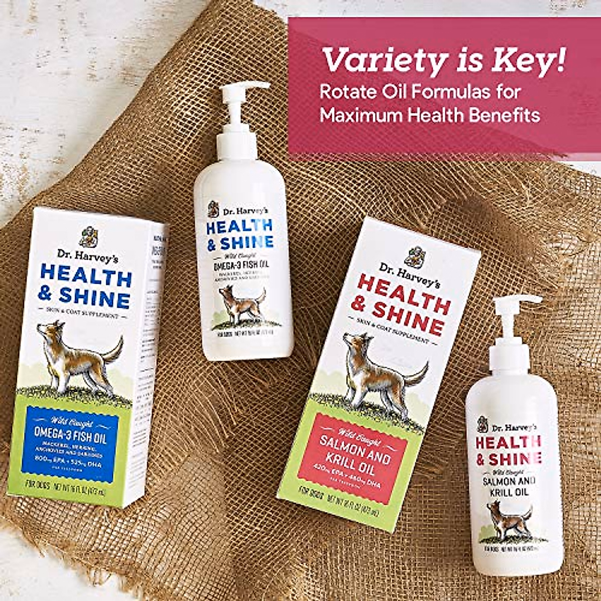 Dr. Harvey's Health & Shine Salmon and Krill Fish Oil for Dogs- Supports Healthy Heart, Brain, and Eyes (16 FL OZ)