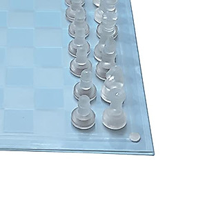 rockible Crystal Chess Board Adults Play Set Frosted Chess Board Set Portable Elegant Chess Set for Adult for Camping Picnics Leisure Gift Activity