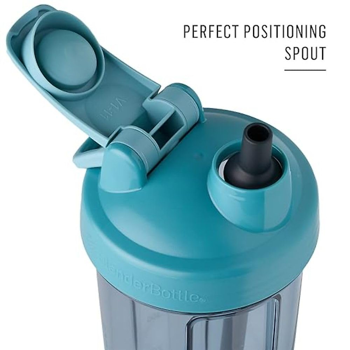 Stay-In-Bottle Reusable Silicone Straws for BlenderBottle Shaker Bottles, Black and Blue (2 Pack)