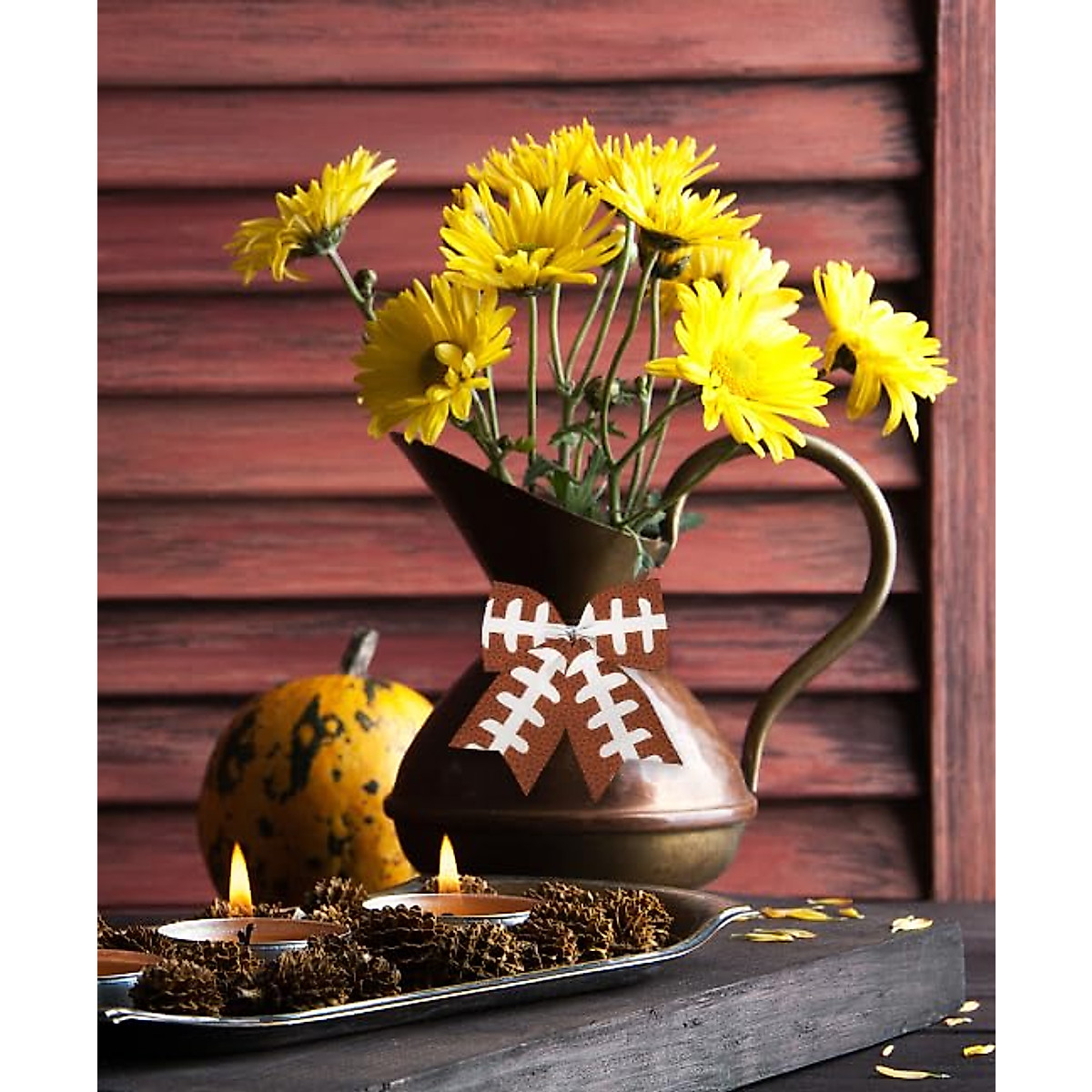 Hying 2 Rolls Fall Ribbons for Wreath Bows Wrapping Gifts, Football Party Maple Leaves Ribbon for Gift Wrapping Harvest Thanksgiving Party Decoration DIY Crafts 2.5" X 10 Yards Fall Wired Edge Ribbon