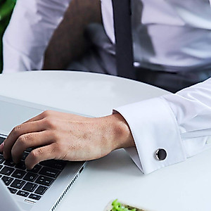 Best Gift for Men Rovtop Mens Cufflinks and Studs, Tuxedo Shirt Cufflinks and Studs Set for Men, Brass Cuff Links and Shirt Studs for Wedding/Banquet/Ceremony/Business