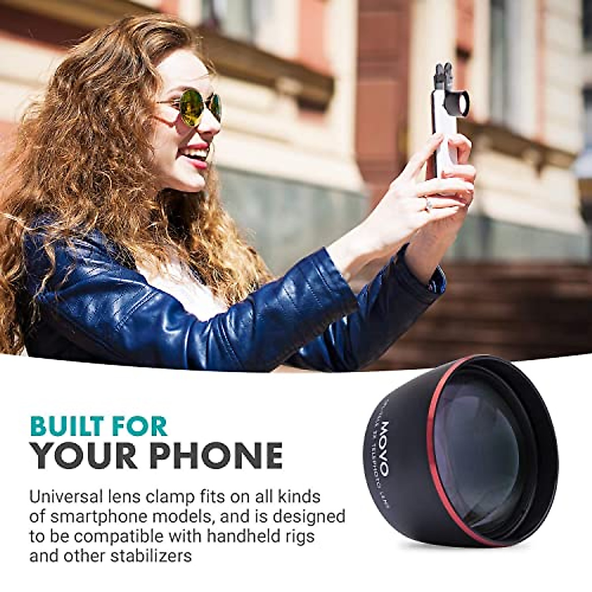 Movo SPL-Tele 3X Telephoto Lens with Clip Mount for Smartphones - Zoom Lens for iPhone, Android, and Tablets - Smartphone Telescopic Lens for Video and Photography - Best Telephoto Lens for iPhone