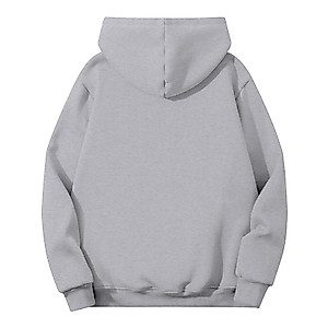 PEHMEA Men's Winter Warm Fleece Hoodie Pullover Long Sleeve Sherpa Lined Hooded Sweatshirt with Pocket(Grey-L)