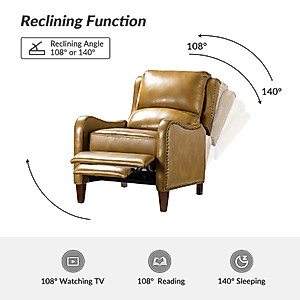 HULALA HOME Leather Recliner Chair Set of 2, Modern Push Back Recliner Armchair with Adjustable Backrest & Footrest,Comfy Upholstered Lazyboy Single Sofa for Home Theater Bedroom Living Room, Camel