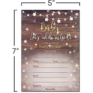 30 Baby Shower Invitations for Boy or Girl with Envelopes (30 Pack) - Baby It's Cold Outside - Gender Neutral - Fits Perfectly with Rustic Wooden Baby Shower Decorations and Supplies