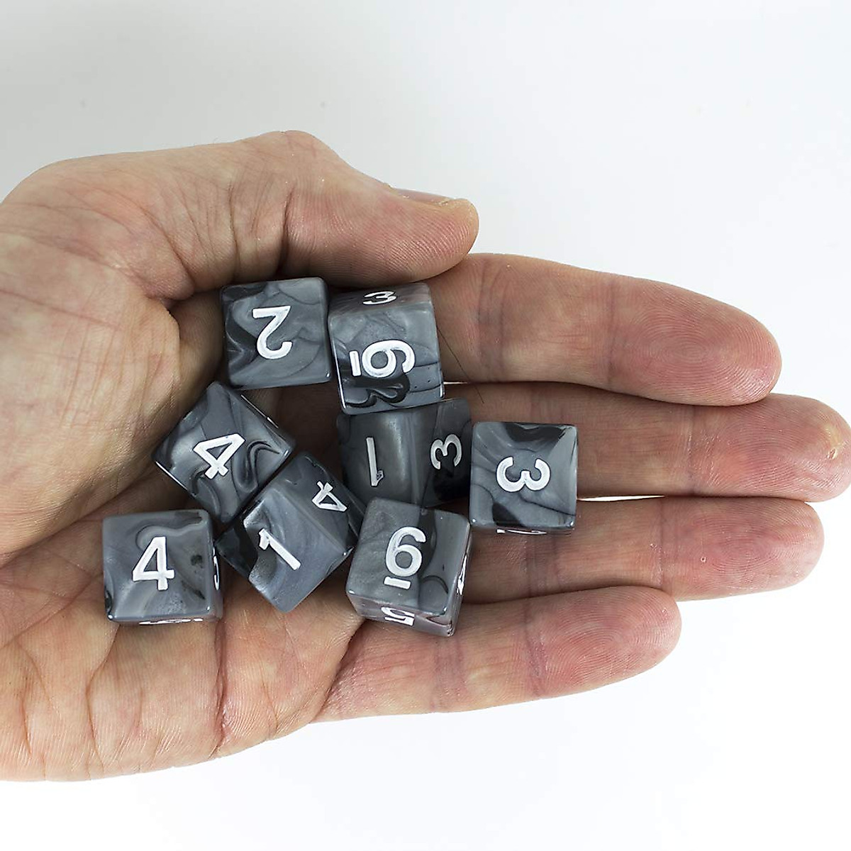 Paladin Roleplaying Gray and Black Dice - 8 D6 Set - 'Claws of Darkness'