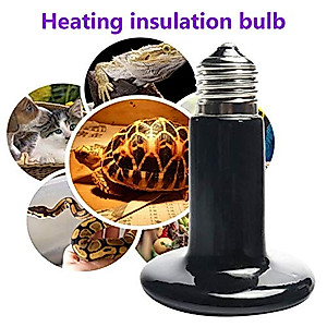 Qiningxia Pet Ceramic Heating Lamp 25W 50W 75W 100W 150W 200W IR Heat Emitter Bulb, Black
