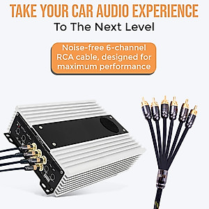Elite Audio Pro Series 15ft. 6-Channel Car Audio RCA Cable - Triple Shielded, Brass Connectors, Oxygen Free Copper Noise Reducing Audio Cable for Amplifiers Subwoofers Speakers and Processors – PRO615