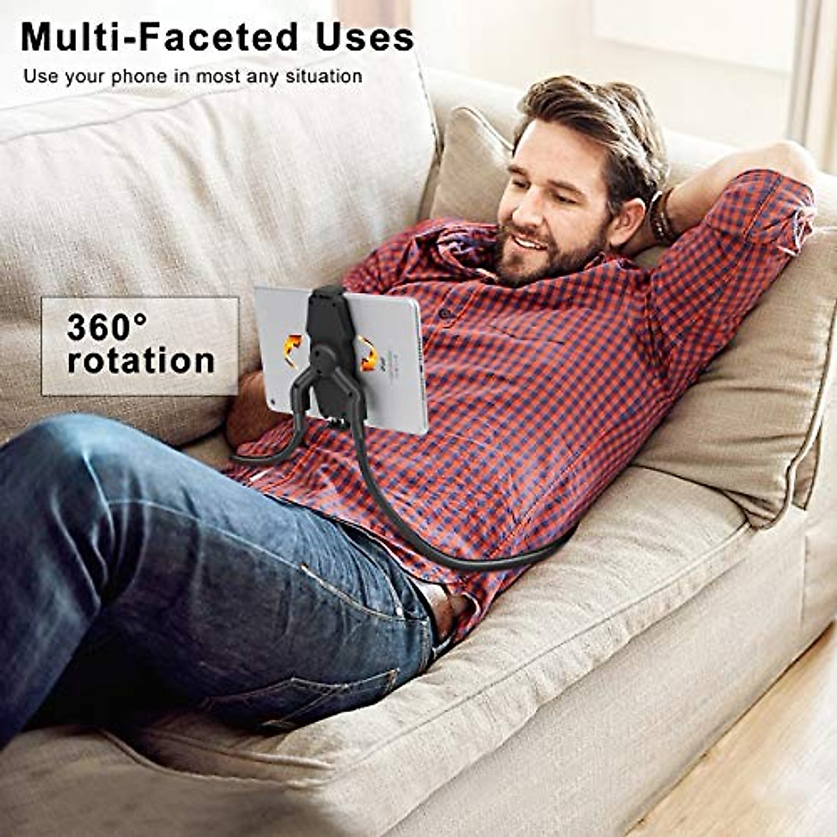 B-Land Cell Phone Holder, Tablet Holder iPad Stand Universal Phone Stand, Lazy Bracket, DIY Flexible Gooseneck Mounts with Multiple Function