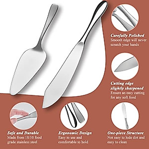 EIUBUIE Cake Cutting Set for Wedding, Cake Knife and Server Set, Classic Design 18/10 Stainless Steel Pie Cake Serving Set of 2 Piece, Dishwasher Safe