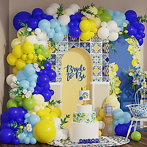 207Pcs Royal Blue Yellow Balloon Arch Kit for Summer Lemon Birthday Wedding Party Decoration,Amalfi Coast Decors Her Main Squeeze Bridal Shower Graduation Party Supplies