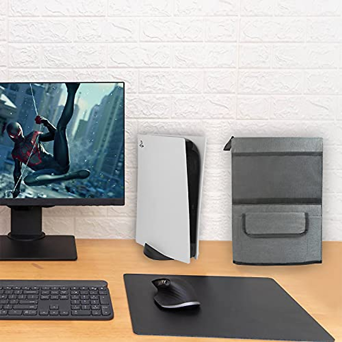 Geekria Console Skin Cover for Playstation PS5, Protective Dust Cover for PS5 Console Digital Edition, Game Discs Pockets, Waterproof Dustproof Shell Cover for PS 5 Accessories (Grey)